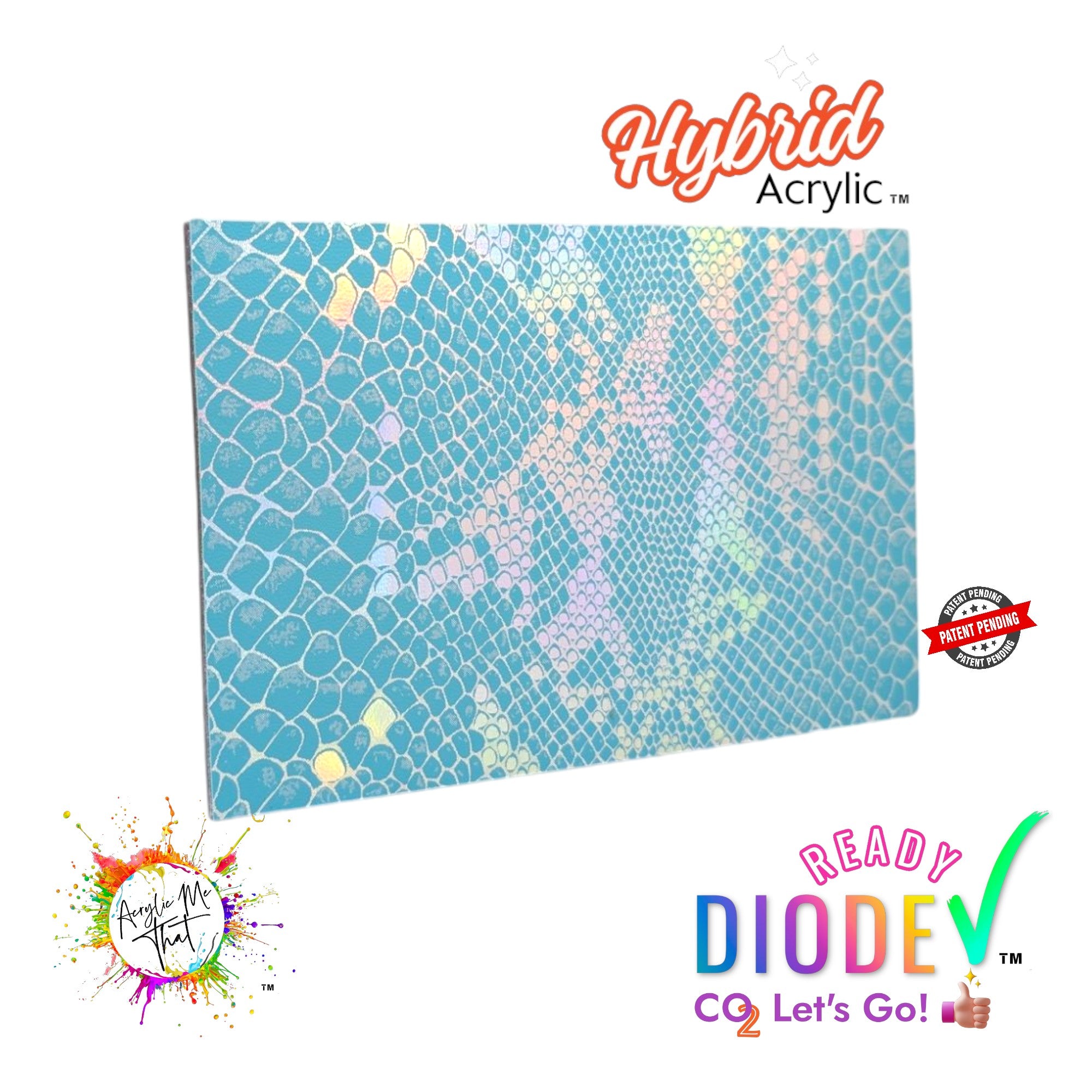 Iridescent Snake Skin Pattern Teal Hybrid Acrylic | CO2 and Diode Lase ...
