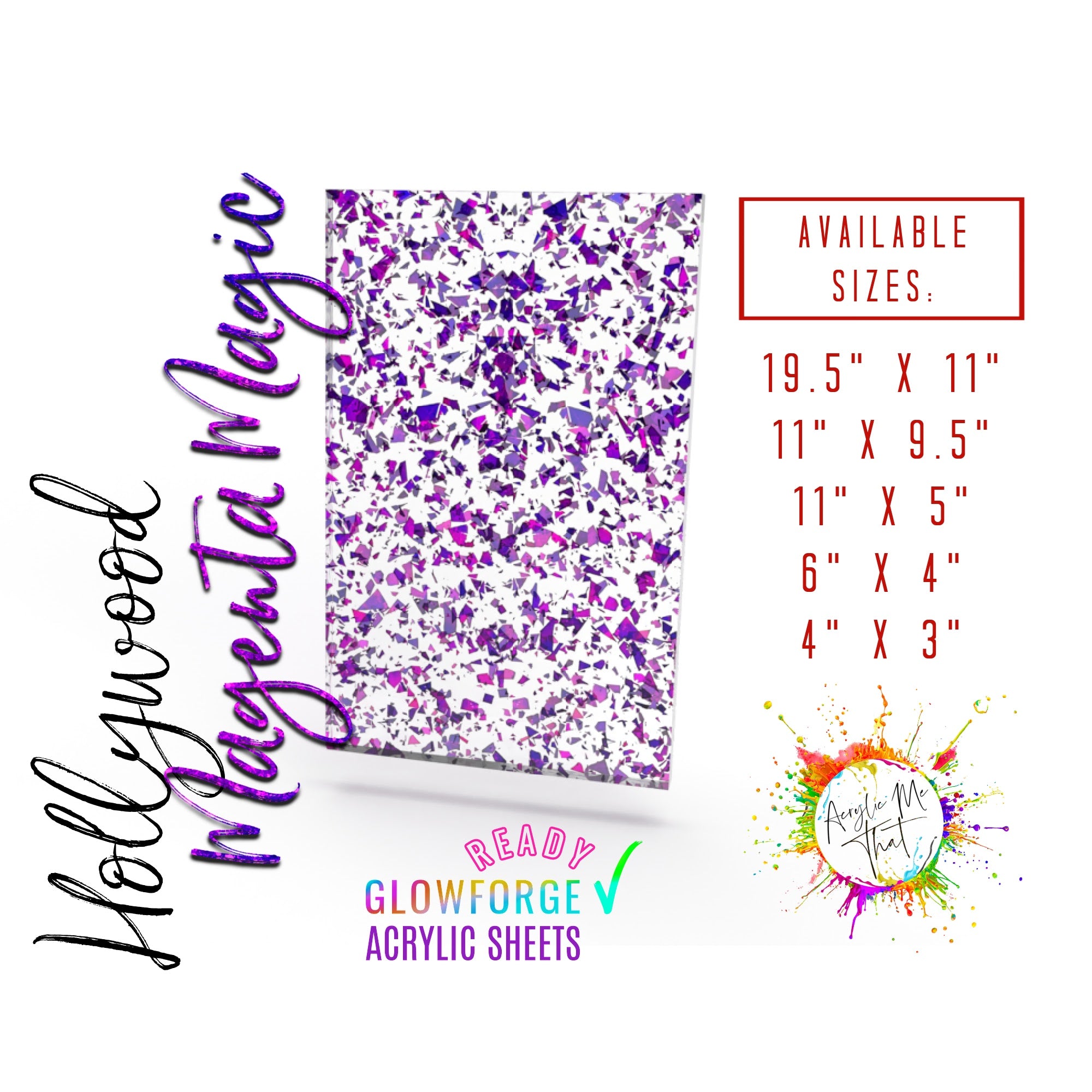 Magenta Glitter Cast Acrylic Sheet - 1/8" - iridescent, holographic ...