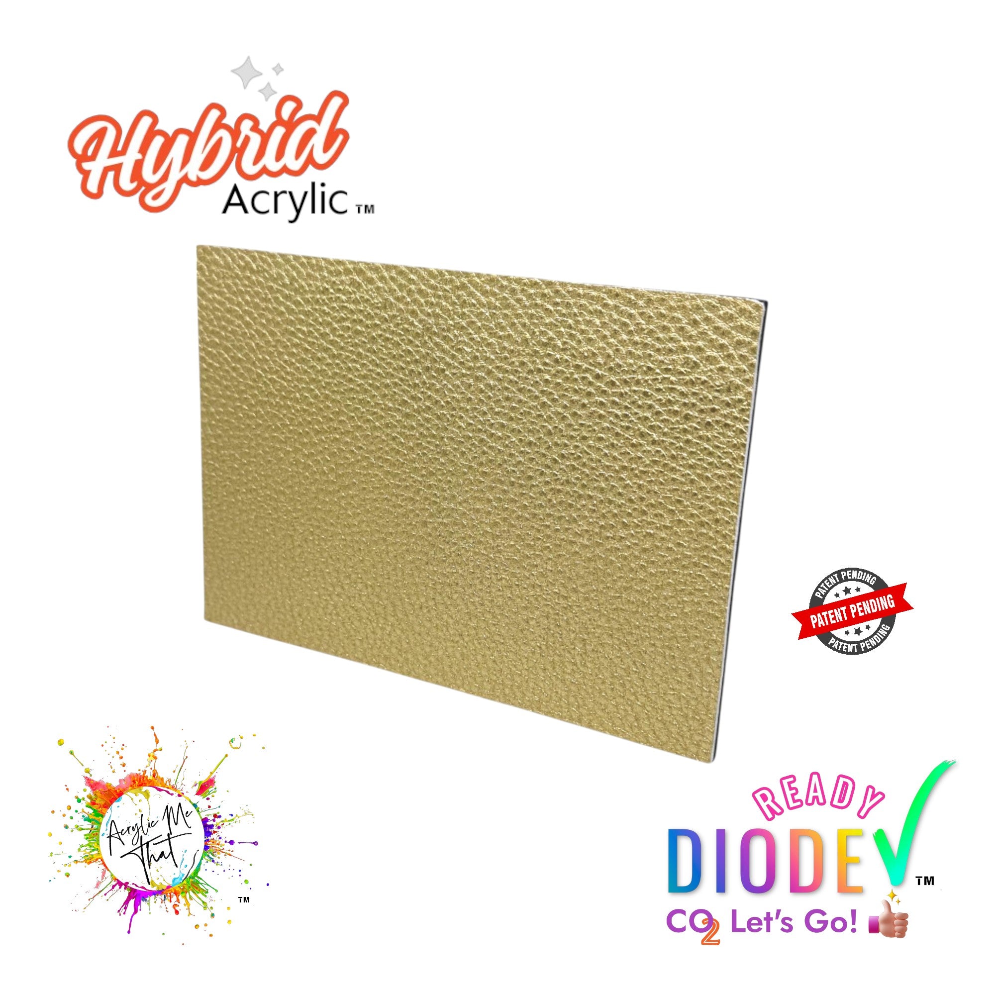 Matte Metallic Gold Lychee Texture Hybrid Acrylic | CO2 and Diode Lase ...
