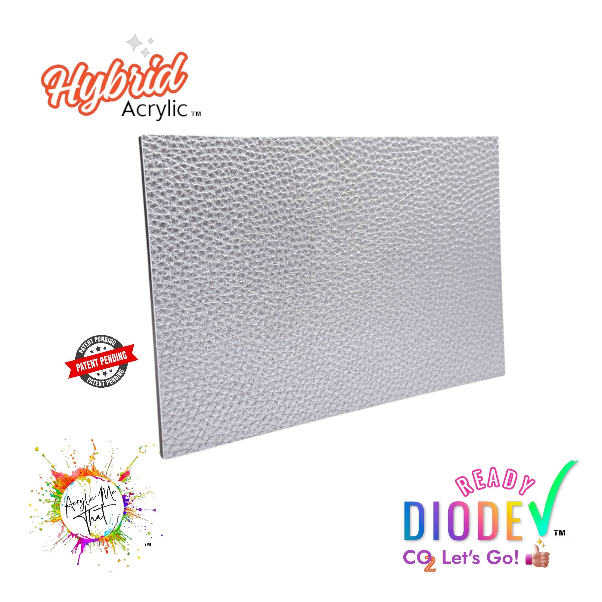 Matte Metallic Silver Lychee Textured Faux Leather Hybrid Acrylic | CO ...